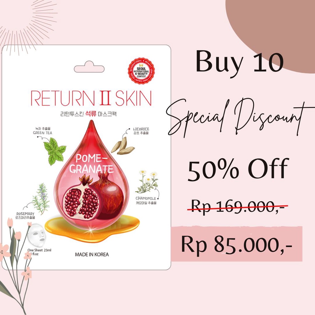 Jual Sheet Mask KOREA RETURN II SKIN Natural Face Mask - Masker Wajah ...