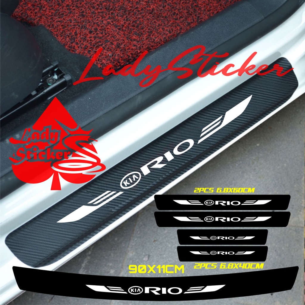 Jual 5pcs sticker sill plate carbon 3d mobil rio sticker karbon 3d ...
