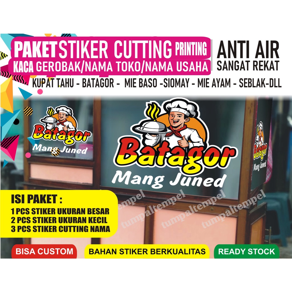 Jual PAKET STIKER KACA GEROBAK TULISAN BATAGOR | Shopee Indonesia