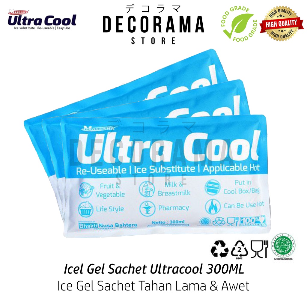 Jual Ice Gel Sachet Blue Ultracool 300 ML Cold & Hot untuk Frozen Food ...
