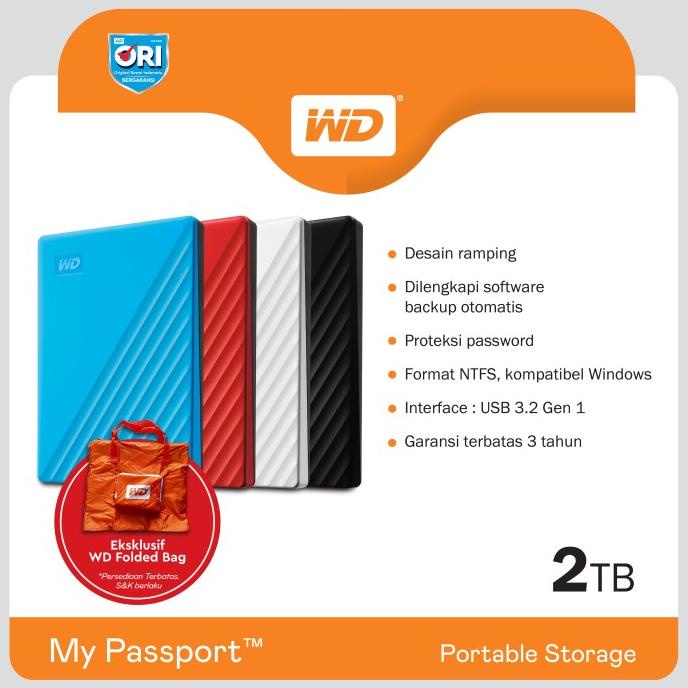Jual Wd My Passport New Model 2Tb - Hd Hdd Hardisk Eksternal External 2 ...