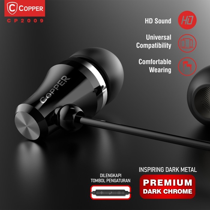Jual COPPER PREMIUM DARK CHROME Series CP2009 Earphone/Headset ...