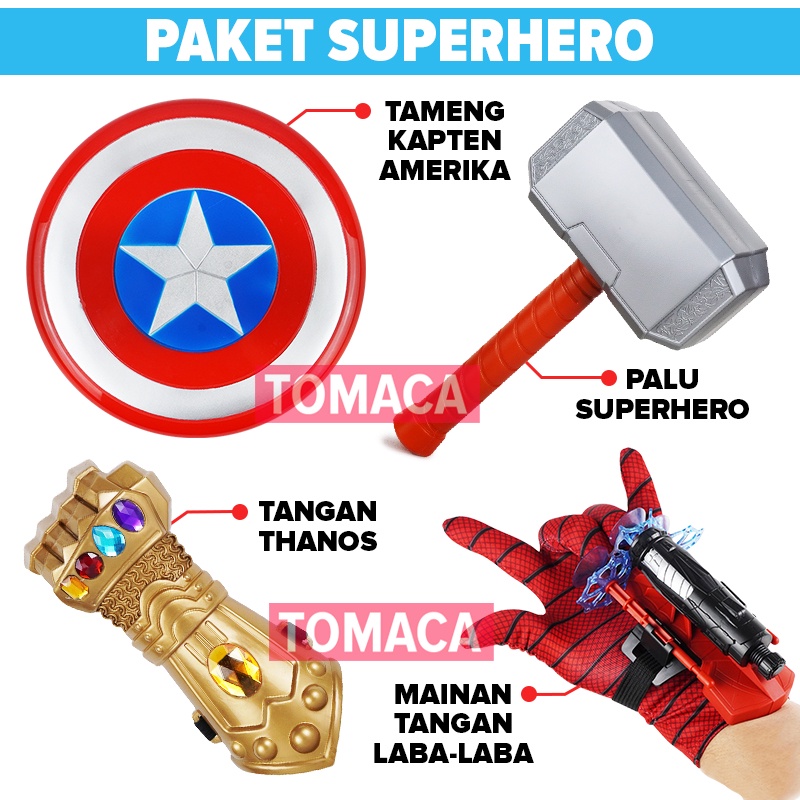 Jual Paket Mainan Anak Senjata Superhero Tameng Captain America Tangan ...