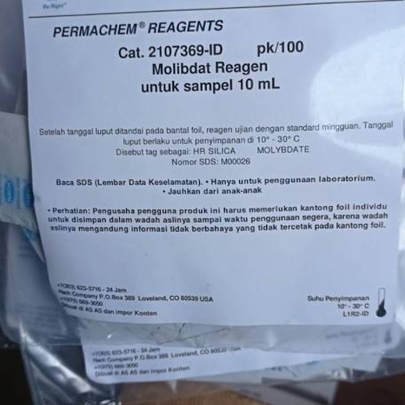 Jual Hach 2107369 Molybdate Reagent Powder Pillows 10 ml/HACH 21073-69 ...