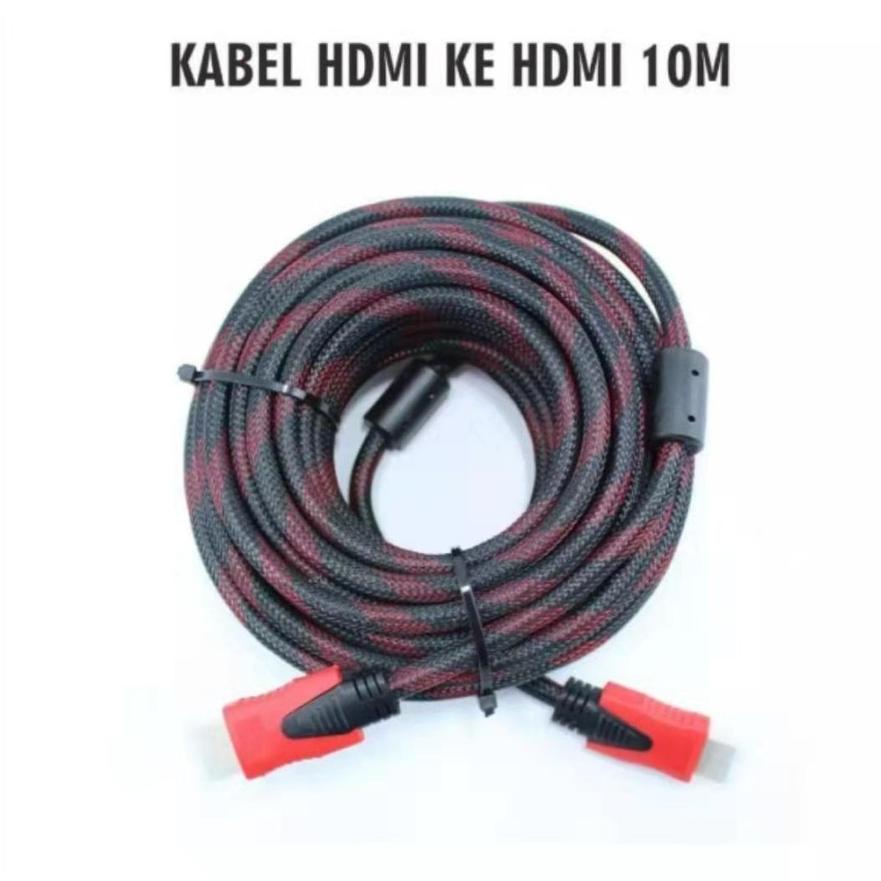 Jual KABEL HDMI 10M SERAT JARING HDMI TO HDMI 10 meter 1080P V1.4 3D HQ ...