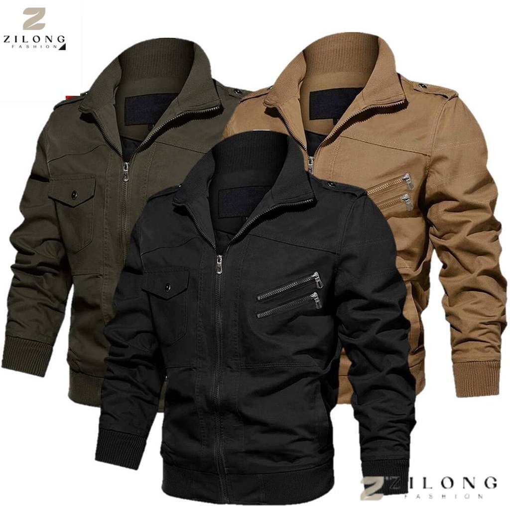 Jual Zilong Clive - Jaket Pria Canvas Twill Original Warna Khaki Mmotif ...