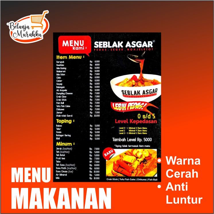 Jual Cetak Daftar Menu Makanan Minuman UKURAN A3 A4 | Shopee Indonesia