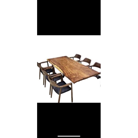 Jual Hiroshima set dining table (meja besar kayu solid) 6 kursi ...
