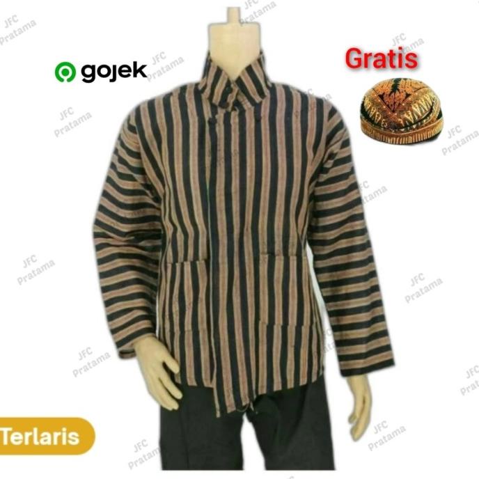 Jual Baju Surjan Dewasa Gratis Blangkon / Lurik / Batik Adat Jawa | Shopee Indonesia