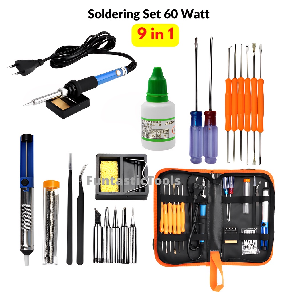 Jual Solder Listrik set lengkap 60 Watt Adjustable Temperature Toolskit | Shopee Indonesia