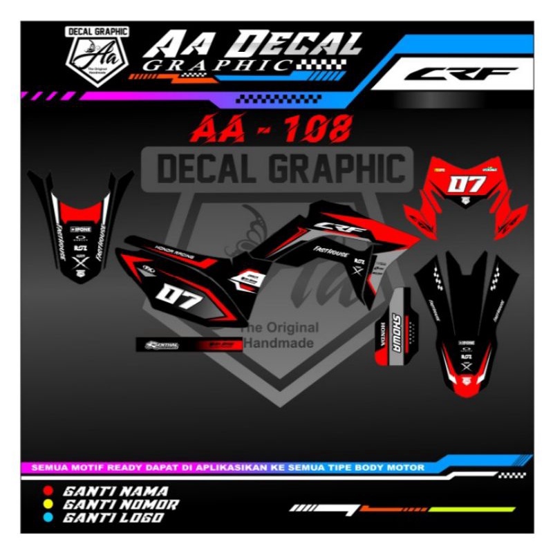 Jual Decal crf 150 l striping crf 150 l Aa 108 Free request nomor nama ...