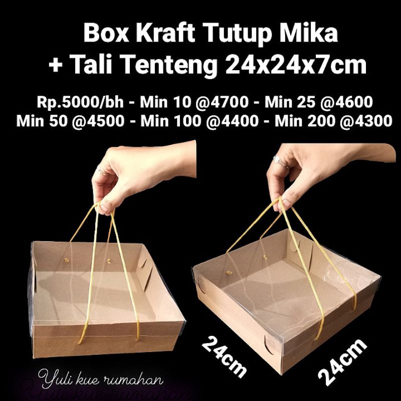 Jual Box Kraft Tutup Mika + Tali Tenteng 24x24x7cm | Shopee Indonesia