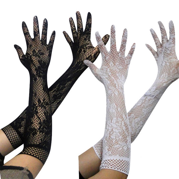 Jual LTX-17 sarung tangan fishnet net jaring panjang wedding glove ...