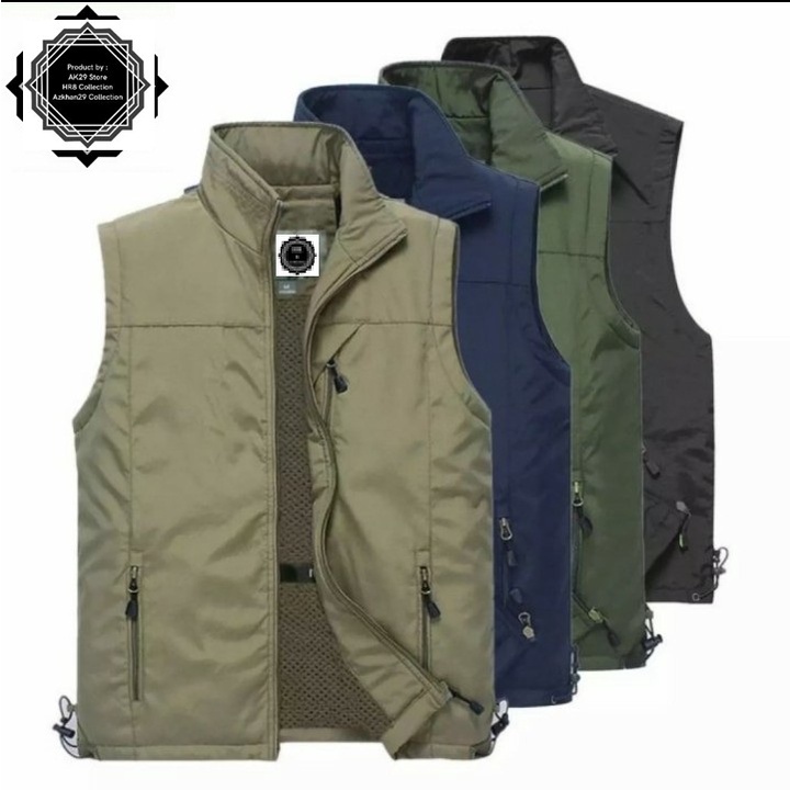 Jual Rompi vest lapangan pria simpel saku atas segitiga | Shopee Indonesia