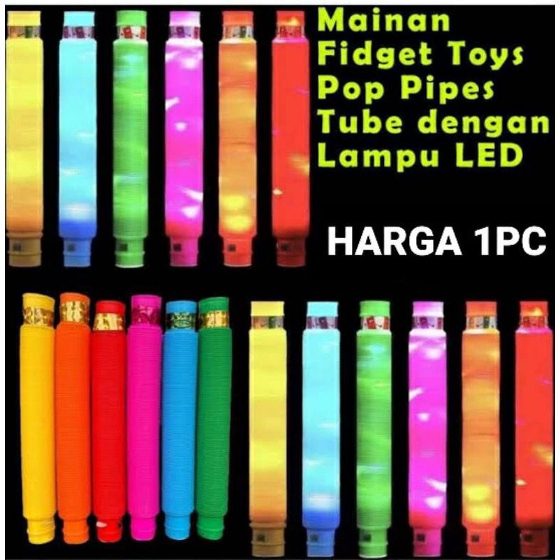 Jual Lampu Stick Pipa Selang Fidget Toy Light Up Pop Tubes Pop Pipes ...