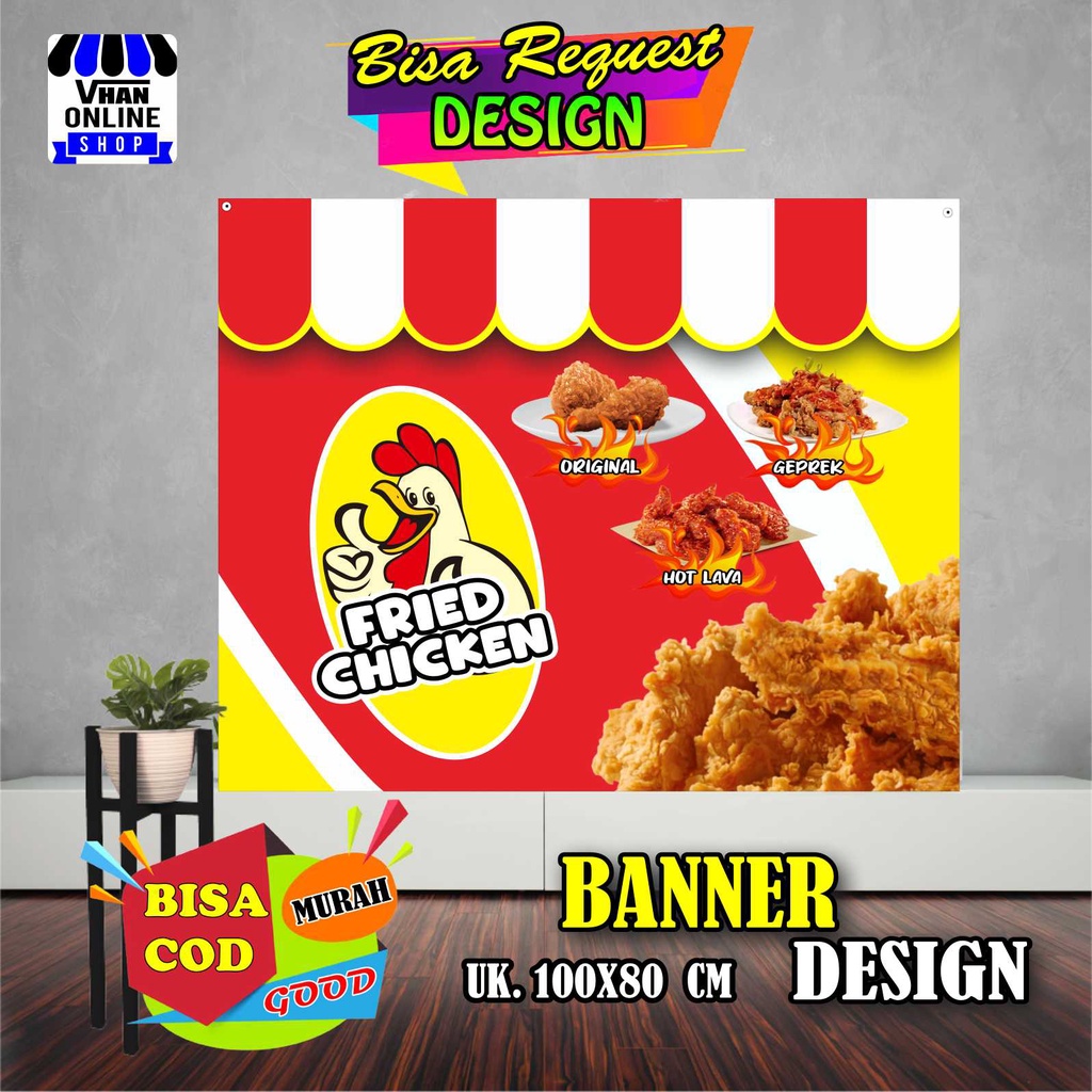 Jual Spanduk Banner Jualan Fried Chicken, Ayam Geprek, Hot Lava, Keren ...