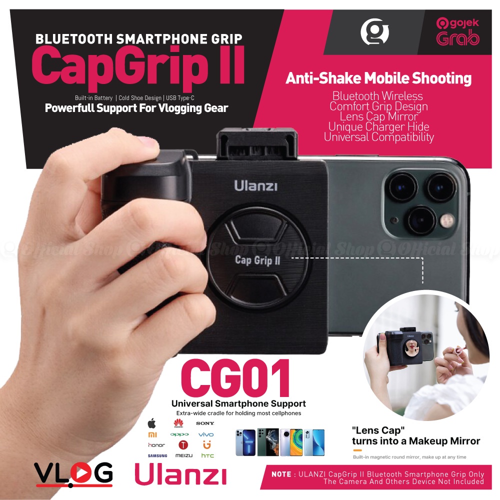 Jual ULANZI CG01 CapGrip (ver.2) Bluetooth Smartphone HP Universal Handle Grip Anti Shake with ...