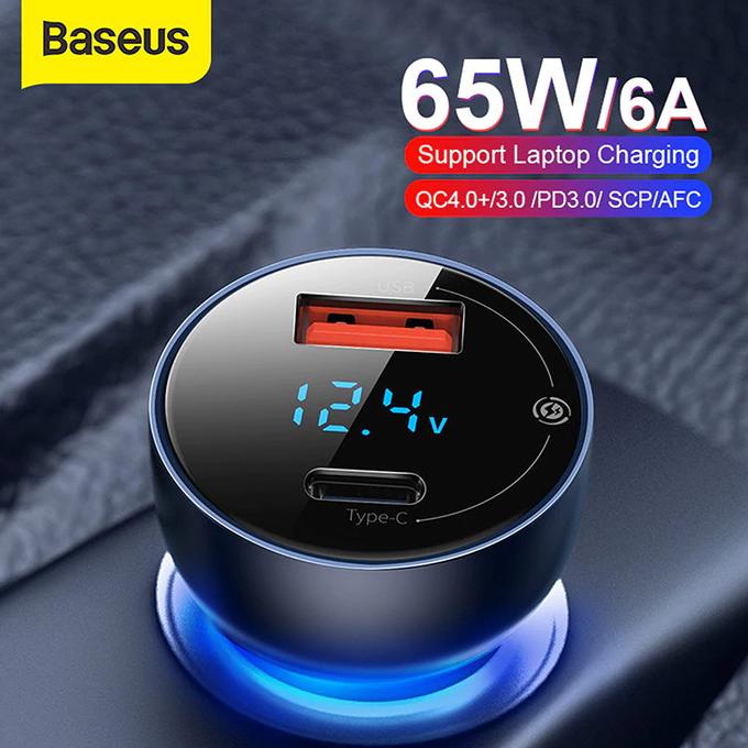 Jual BASEUS 65W CAR CHARGER MOBIL FAST CHARGING TYPE C PD+USB QUICK ...
