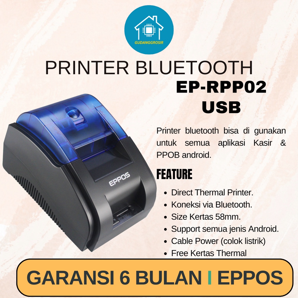 Jual printer kasir thermal EPPOS RPP02 58mm USB BLUETOOTH | Shopee Indonesia