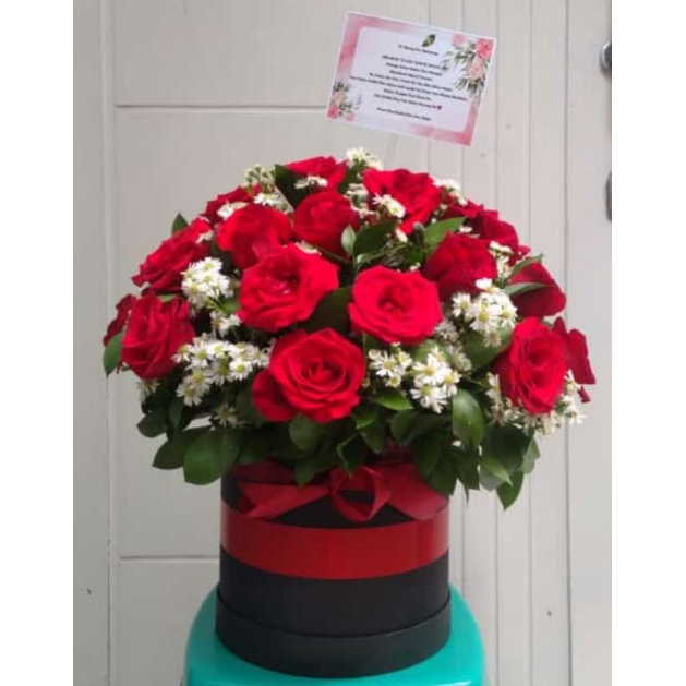 Jual rangkaian bunga box/bunga meja/kado ultah/anniversary | Shopee ...