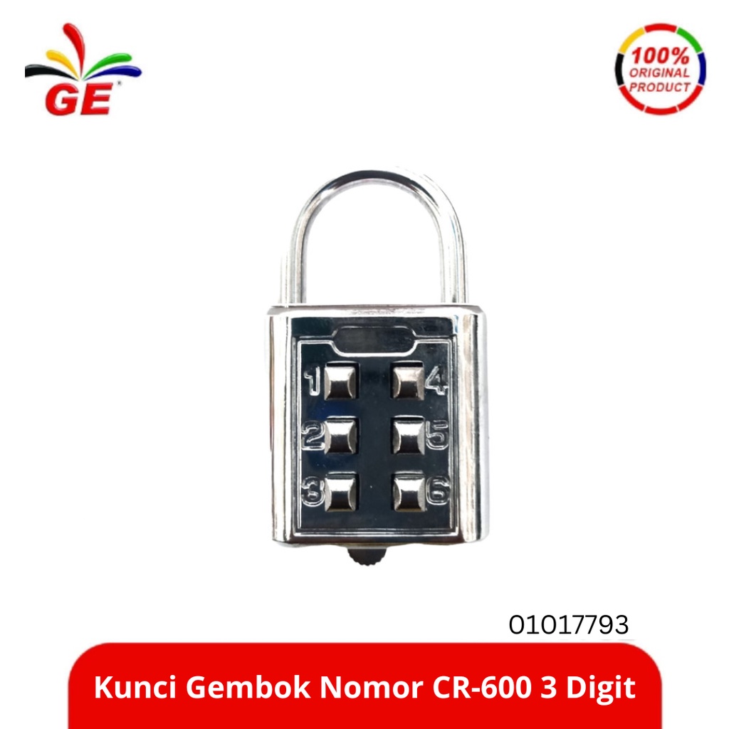 Jual GE - Kunci Gembok Nomor CR-600 3 Digit 01017793 | Shopee Indonesia