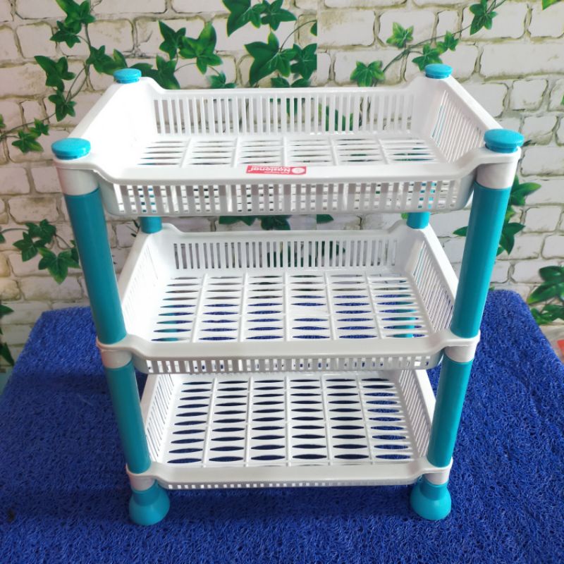 Jual RAK PLASTIK 3 SUSUN SEGI PUTIH FLOWER / RAK KOSMETIK RAK DAPUR RAK ...