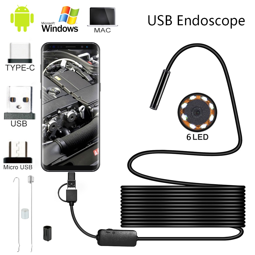 Jual Kamera Endoskopi Android Tipe c Endoskopi 3 in 1 USB HD Kamera ...