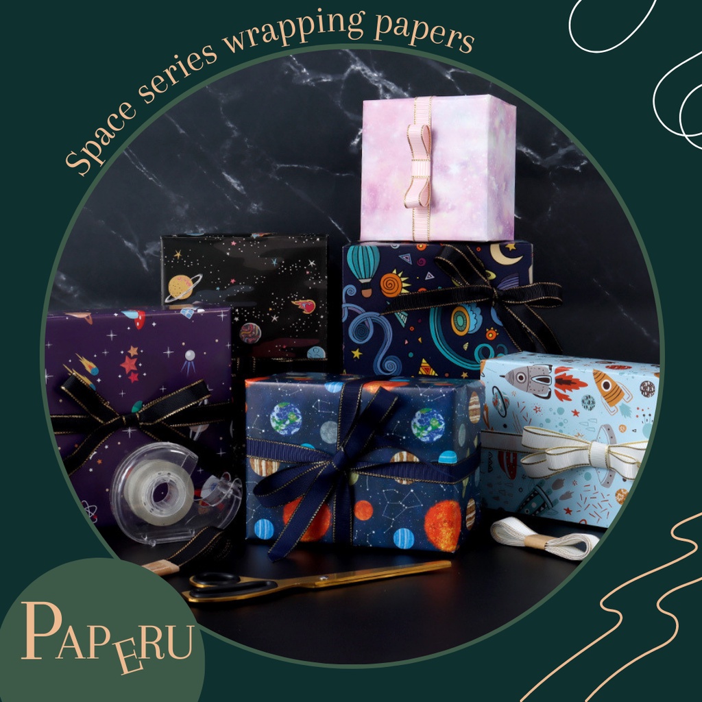 Jual [PAPERU] Space Series Present Wrapping Paper | Kertas Kado Motif ...