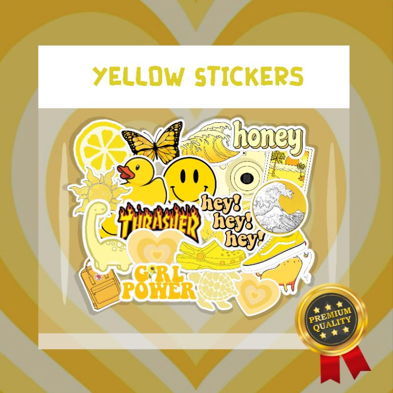Jual 50PCS+ STICKER YELLOW | STIKER KUNING | STICKER AESTHETIC YELLOW ...