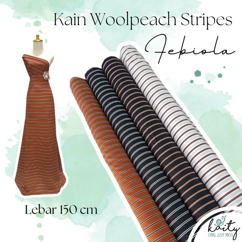 Jual Bahan Kain Wolfis woolpeach motif Fabiola salur stripes | Shopee ...