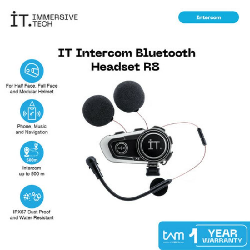 Jual IT INTERCOM HELM Bluetooth Headset R8 ORIGINAL | Shopee Indonesia