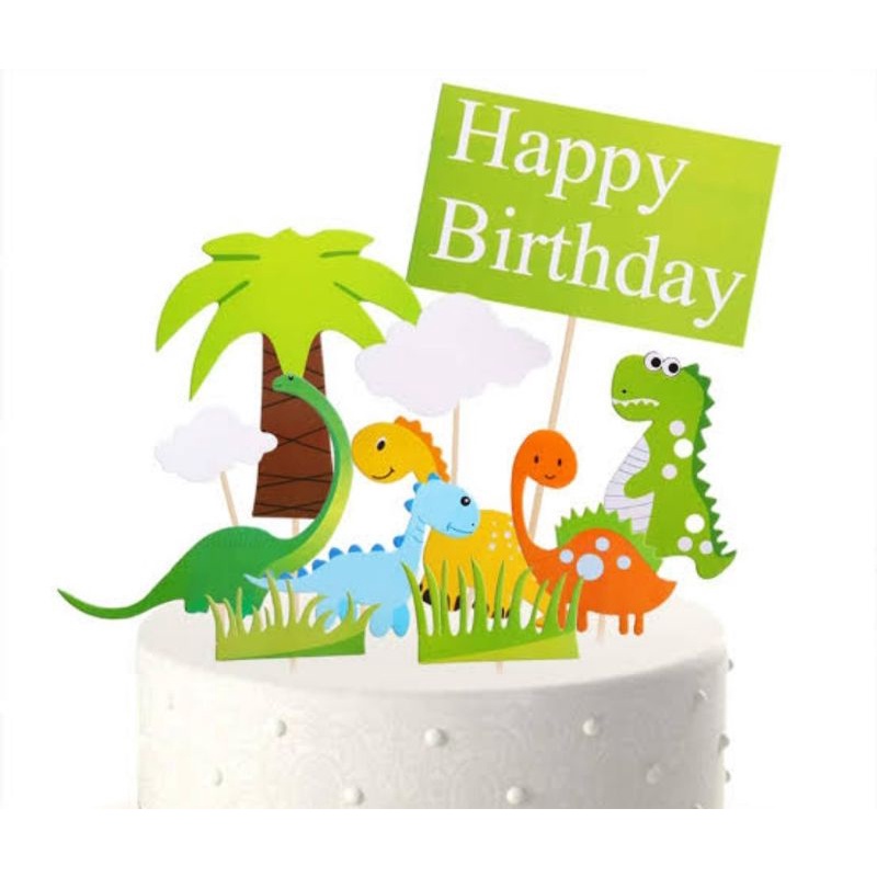 Jual Cake Topper DINOSAURUS hiasan kue Happy Birthday dekorasi kue cake ...