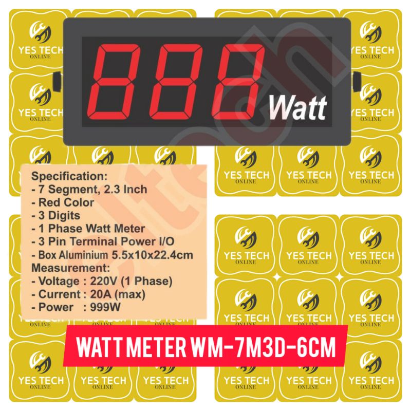 Jual Watt Meter Ukur Pengukur Power Daya Tenaga 1 Phase 999W 1KW 3 ...
