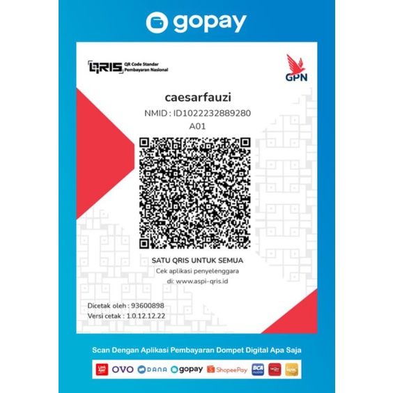 Jual CETAK QRIS QR Code Standar Pembayaran Nasional Daftar Gratis ...