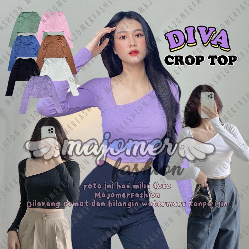 Jual MAJOMER | DIVA CROP TOP - KAOS RIB ATASAN WANITA | Shopee Indonesia