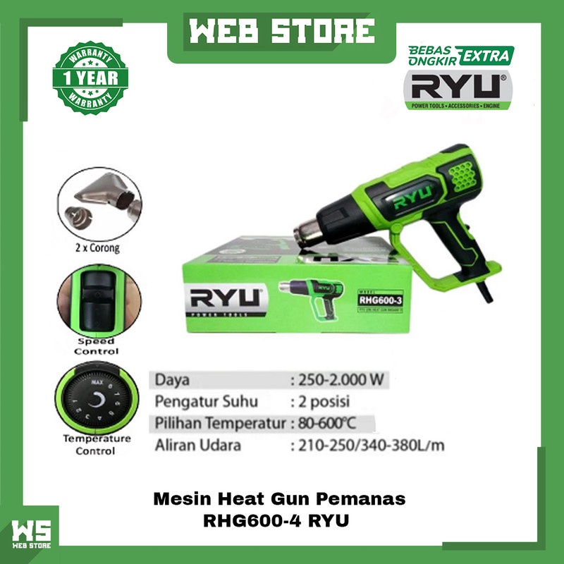 Jual Mesin Pemanas RYU Heat Gun Blower Hot Air Gun Blower panas RHG600 ...