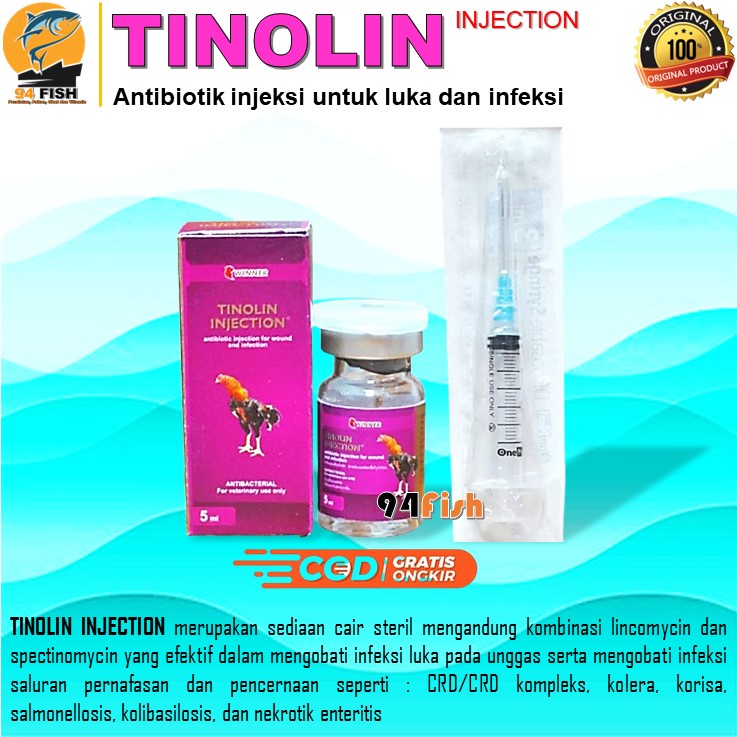 Jual TINOLIN Obat Ayam Antibiotik injeksi untuk luka dan infeksi 5ml ...