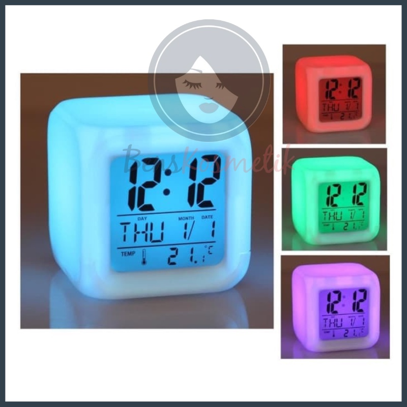 Jual Jam Weker - Digital Glowing Alarm Clock - 7 LED Color Change ...