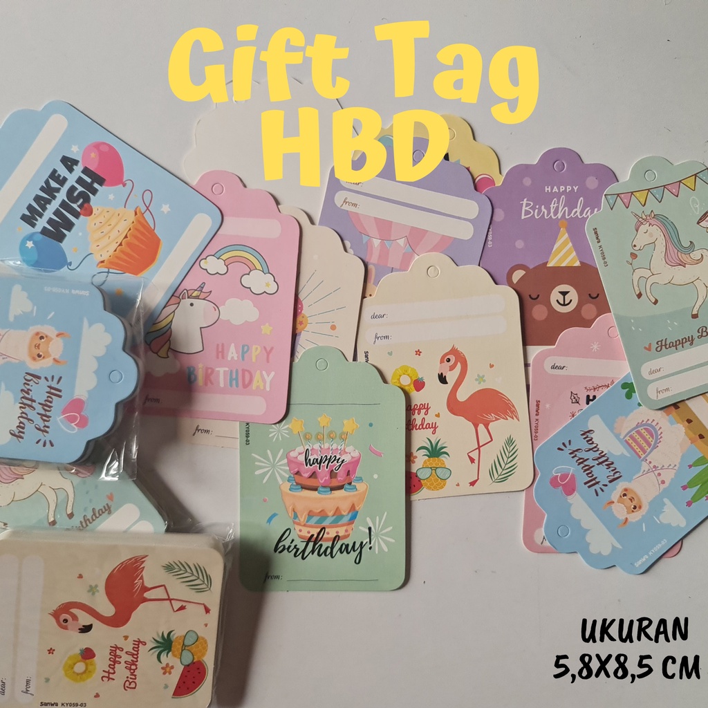 Jual Hang Tag Sansan Wawa Motif HBD Happy Birthday - Gift Label Hampers ...