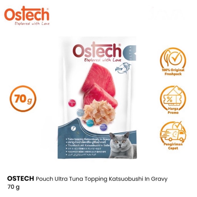 Jual Ostech Ultra Premium Pouch Makanan Kucing Basah 70 Gram Wet Cat ...