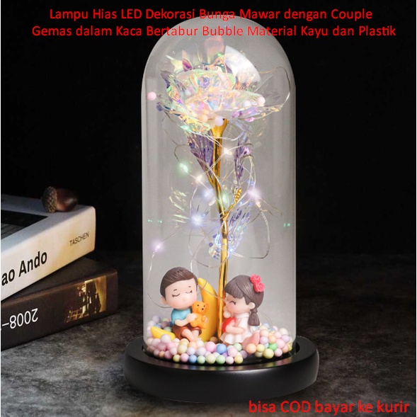 Jual Lampu Hias LED Dekorasi Bunga Mawar dengan Couple Gemas dalam Kaca ...