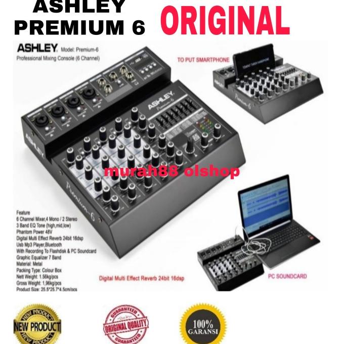 Jual MIXER AUDIO ASHLEY PREMIUM 6 6CH ORIGINAL blietooth with SOUND ...