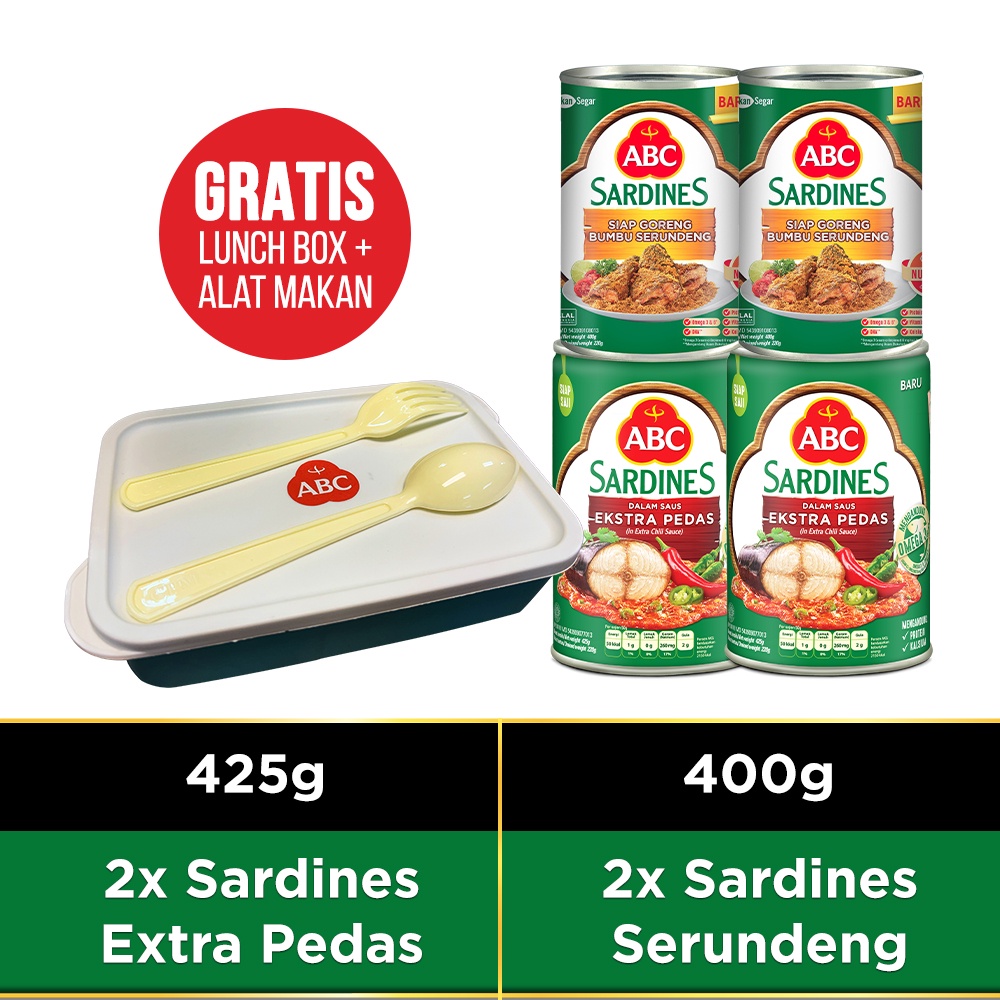 Jual ABC Sarden Extra Pedas 2pcs + Sarden Siap Goreng Bumbu Serundeng ...