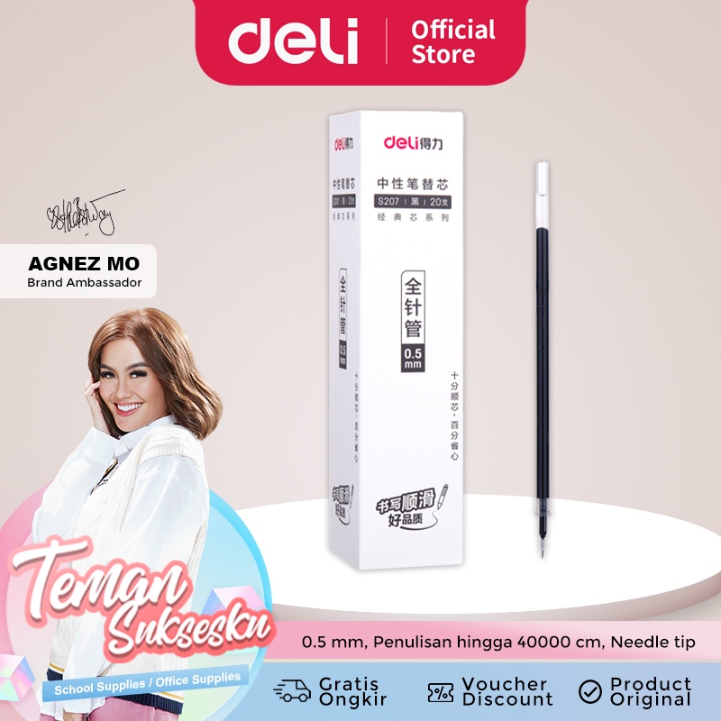 Jual Deli Gel Pen Refill / Isi Pulpen Gel 0.5 mm Tip Needle Penulisan ...