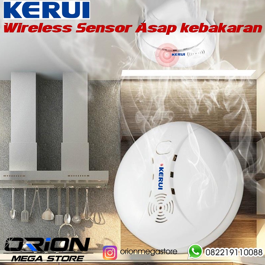 Jual KERUI Wireless Sensor Asap kebakaran smoke detector Smoke Alarm ...