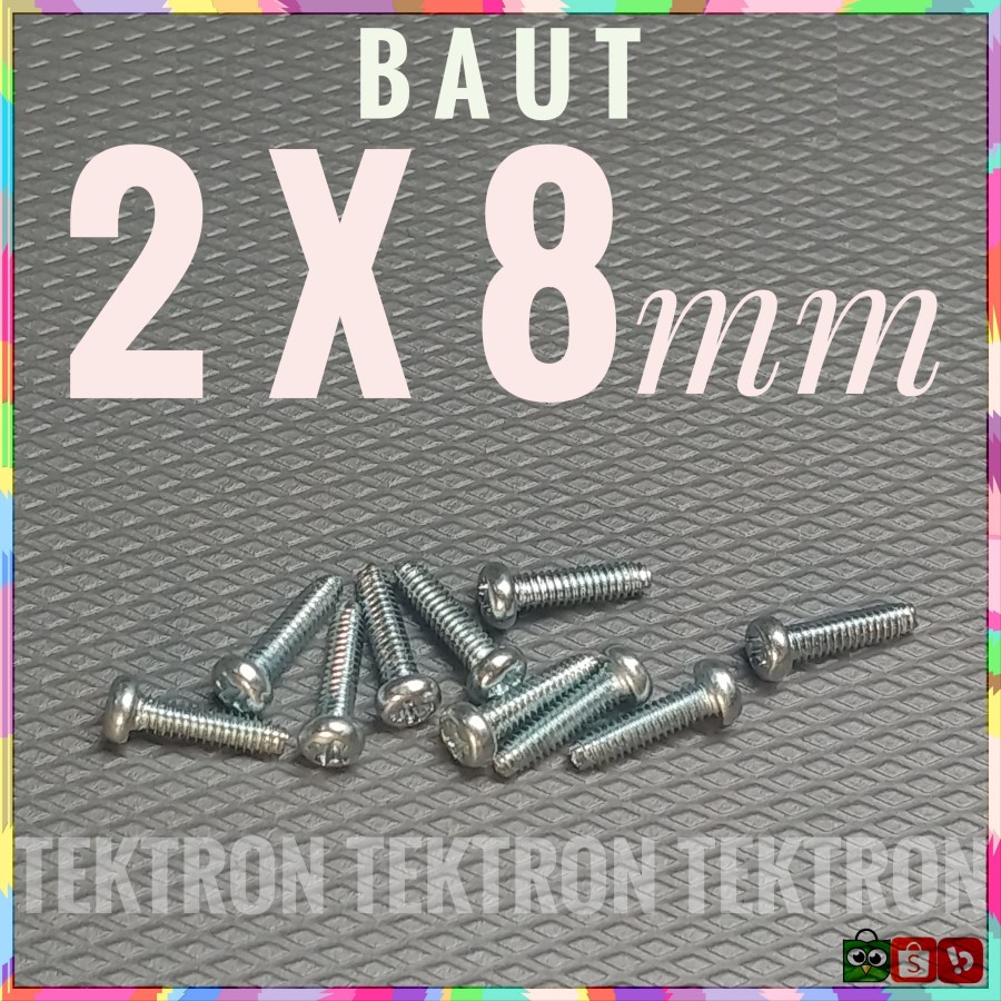 Jual Baut M2 8mm 2x8mm Bolt 2 x 8 mm Baud 2mm harga per 10 buah ...