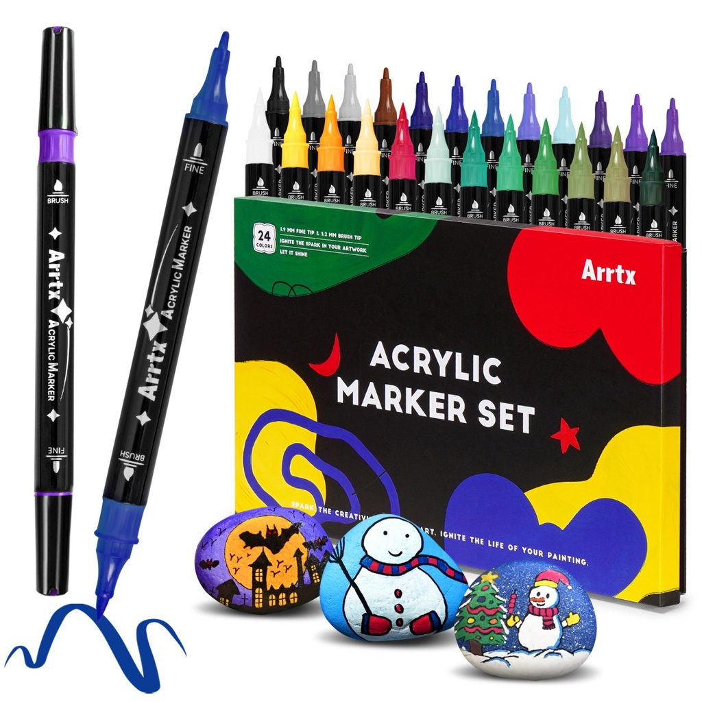 Jual arrtx acrylic / akrilik paint marker set 24clr | Shopee Indonesia