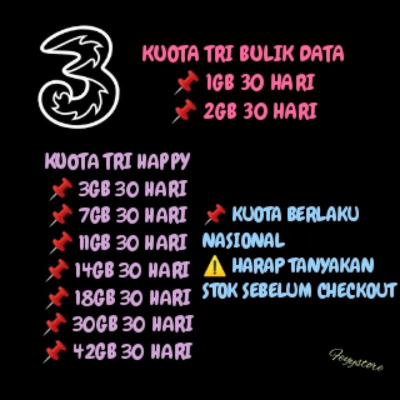 Jual Paket kuota happy tri Paket data tri happy Tri data happy Paket internet happy tri Happy ...