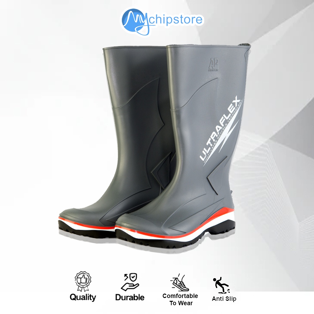Jual Sepatu Boots AP 2018 ULTRAFLEX Boot Karet Panjang Abu Original ...