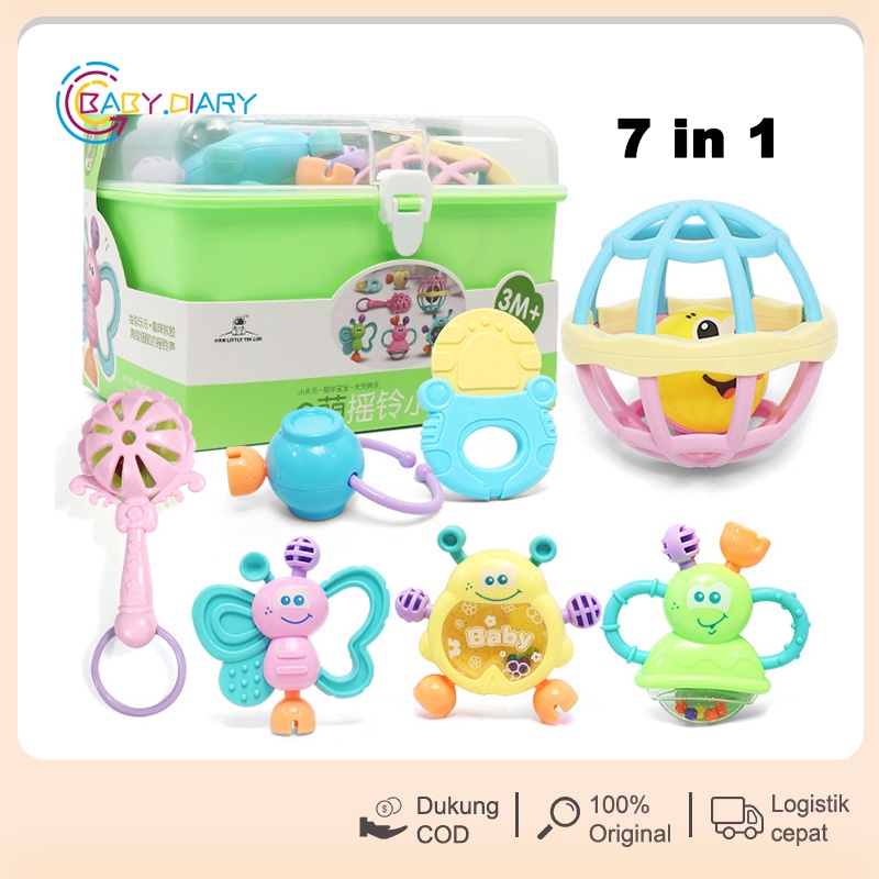 Jual [COD] 7PCS/Set Mainan Bayi / Mainan Tangan Teether Edukasi 3-12 ...